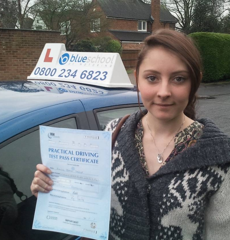 Passed driving test in Reading for Emily – Blue Driving School