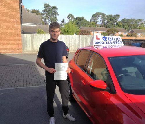 Arron Edwards who passed his driving test first time in Farnborough ...